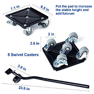 Goyappin Furniture Moving Tool, Furniture Dolly 5 Wheels, Heavy Duty Furniture Movers Furniture Lifter Moving Dolly, 3300 LBS Max. Load, 5 Wheels Roller Dolly for Refrigerator, Sofa, Cabinet
