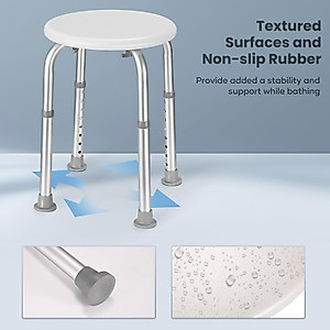 Careboda Adjustable Bath Chair for Inside Shower, Shower Stool with Upgraded Stainless Steel, Tool-Free Assembly, 8 Adjustable Heights for Seniors, Elderly, Pregnant, Handicap & Disabled Gray