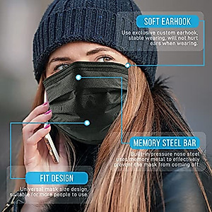 Disposable Face Masks 2000 Pcs. Black 3 Layer Face Masks, For Dust CoveringMouth Cover, and Nose Shield - SereneLife SL3PLY2000