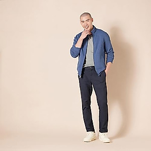 Amazon Essentials Men's Sweatshirt, Mock Neck, Fleece Zip Up, Blue Heather, Large