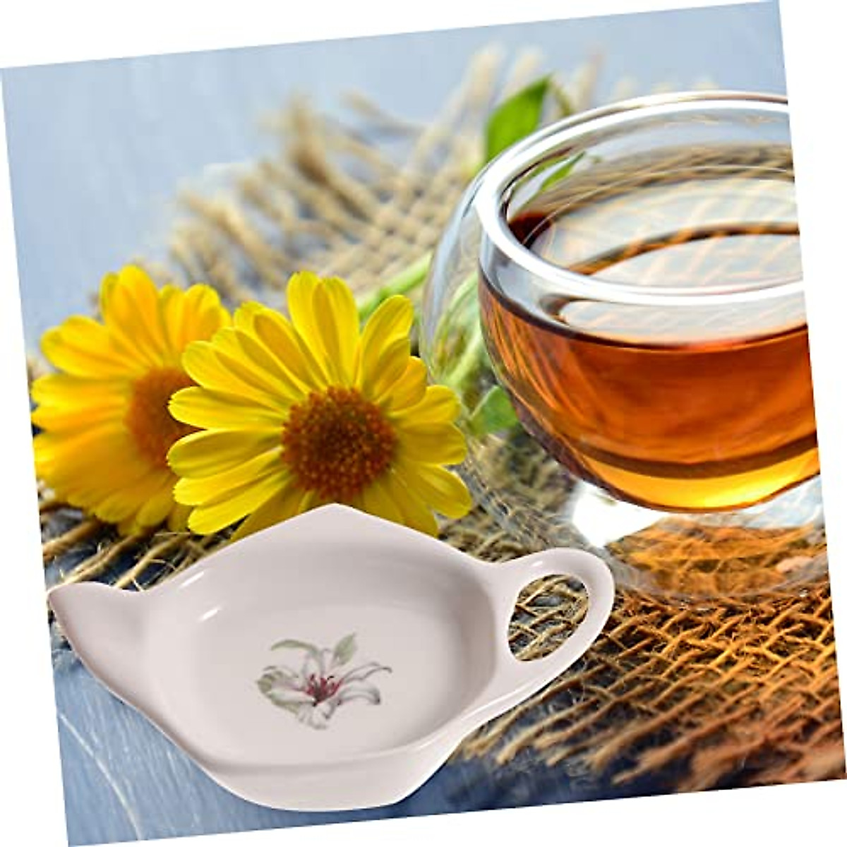 YARNOW 4pcs Ceramic Tea Bag Saucer Coffee Decor Accessory Tray Gift Containers Teabags Organizer Seasoning Dish Tea Bag Resting Caddy Home Supplies Tea Holder for Tea Bags Tea Bag Coaster