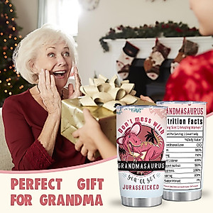 Grandma Tumbler Gift for Grandma For Mother's Day from Grand kids Nana Gifts from Granddaughter Grandson - 20oz Funny Tumbler Dinosaur Cup - Unique Birthday Christmas Gifts