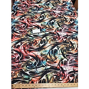 Levi Textiles, INC. Stretch Imitation Silk Chiffon Spandex Digital Print - 4 Way Stretch - 90/10 Stretch- 58/60" - Sold BTY (Ghost Waves)