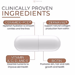 DAYGEN Phytoceramides Radiant Skin with Ceramides & Dermaval - Restore Skin Moisture, Support Collagen Production, with Biotin and Vitamins A,C,D and E – Gluten Free, Natural, 30 Capsules