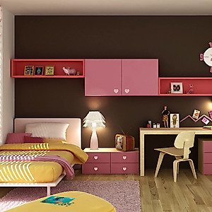 Qjaiune 2pcs Ceramic Cabinet Knobs Pink Drawer Knobs, Heart Shaped Dresser Knobs Cute Kitchen Cabinet Pull Handles, Small Vanity Knobs Hardware Closet Cupboard Knobs for Kids Girls Children's Bedroom