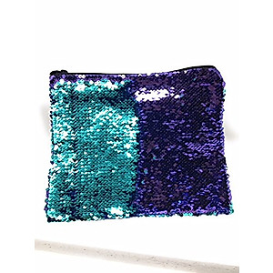 Purple and Teal Mermaid Sequins Pouch - Large
