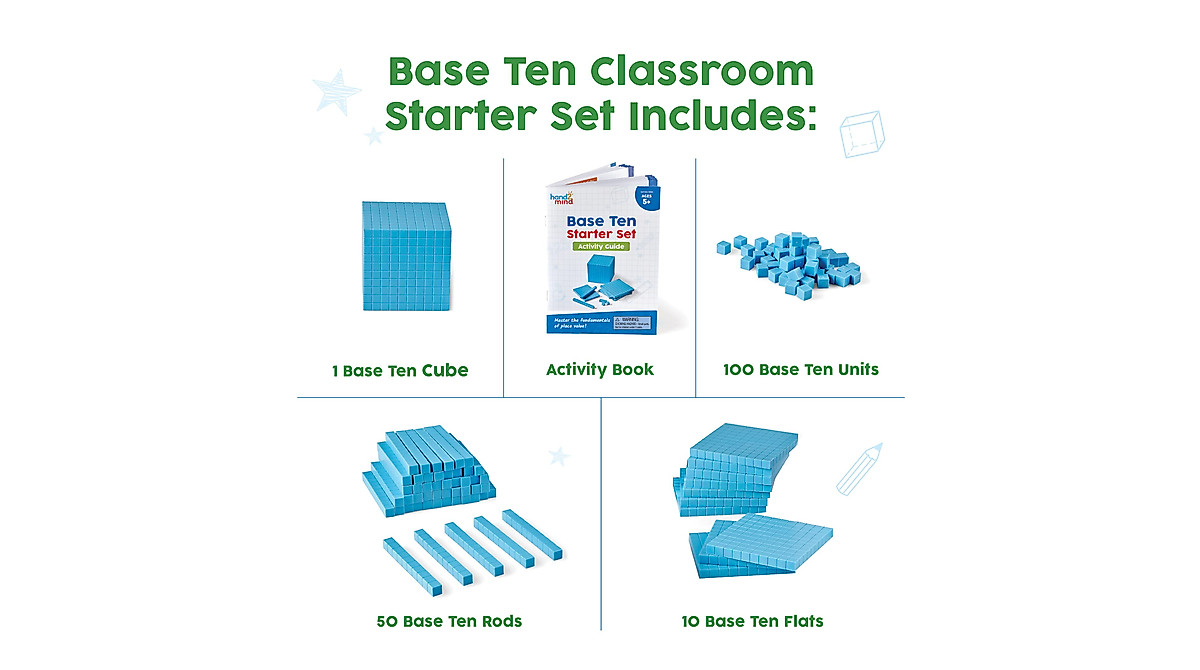 Hand2mind Blue Base Ten Blocks Set for Learning Math Concepts