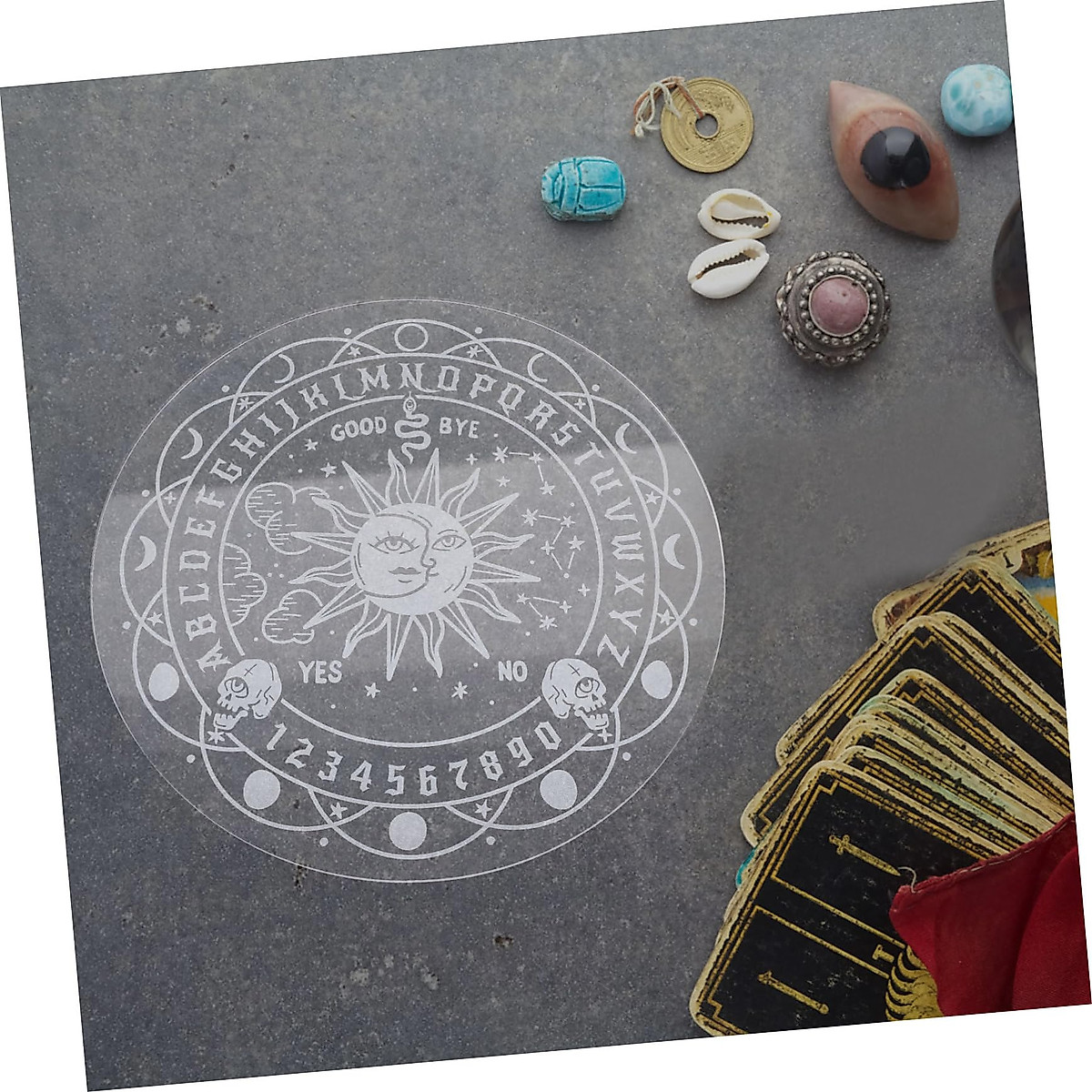 Abaodam 3pcs Pendulum Dashboard Tabletop Decor Desktop Decor Acrylic Material Acrylic Divination Board Letter Decor Witch Decor Metaphysical Message Board Witch Pendulum Board Skeleton