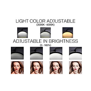 Hi_friend Eyelash LED Floor Light, Half Moon Lamp for Lash Extension, Lighting for Beauty, Skincare, Lashes, Eyebrows, Filming Content Creation (White)