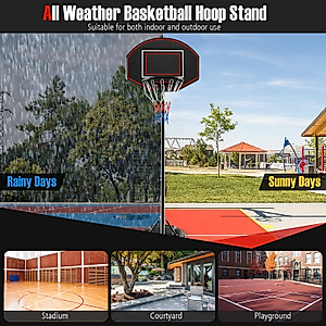 Goplus Portable Basketball Hoop Outdoor, 5.5-7.5 FT Basketball Goal with 5 Adjustable Height, 32" Shatterproof Backboard, Wheels, Fillable Base, Indoor Basketball Stand for Kids Teenagers Youth Adults