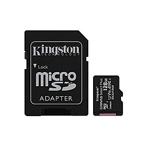 Kingston 128GB microSDXC Canvas Select Plus 100MB/s Read A1 Class 10 UHS-I Memory Card + Adapter (SDCS2/128GB)