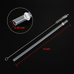 Jovitec 50 Pieces Reusable Drinking Straw Thick Plastic Straws with Cleaning Brush Clear Straw