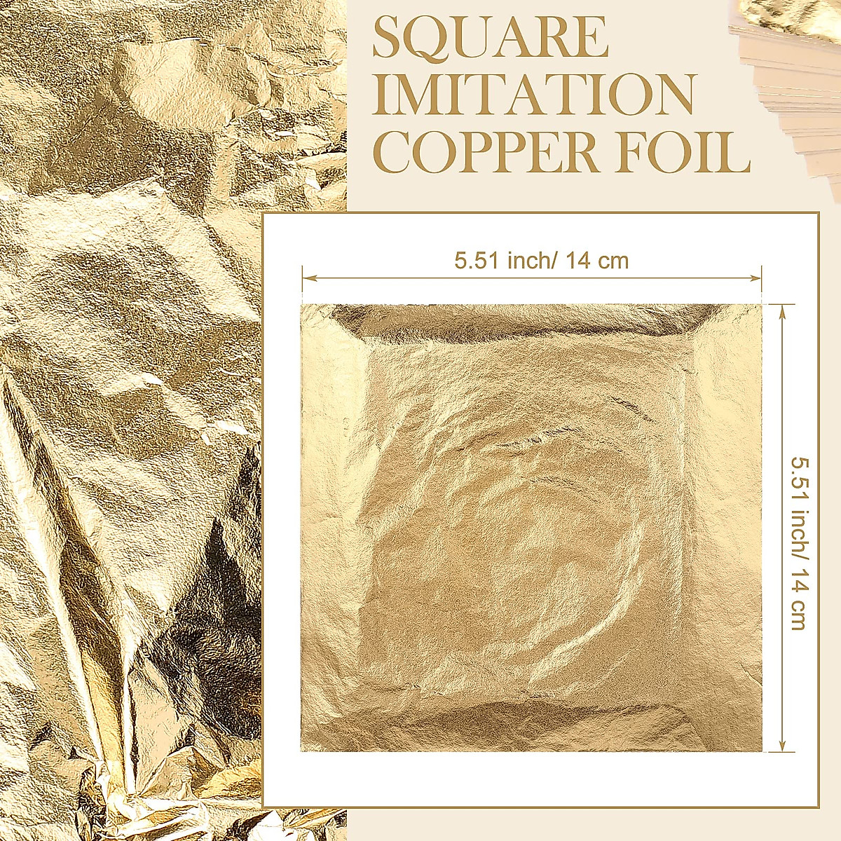 Bememo 100 Sheets Imitation Gold Leaf for Arts, Gilding Crafting, Decoration, 5.5 by 5.5 Inches