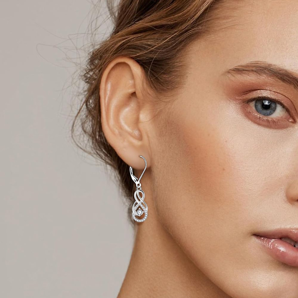 Infinity Sterling Silver Earrings for Women,Infinity Sterling Silver Earrings for Women Birthstone Wedding Leverback Earrings Jewelry