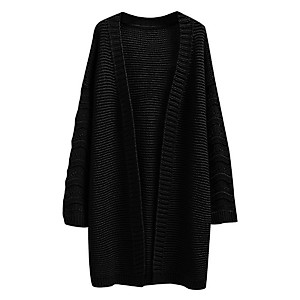 Aniywn Womens Long Sleeve Casual Cardigan Loose Fit Waffle Knit Open Front Solid Soft Sweater Batwing Duster Coat Tops