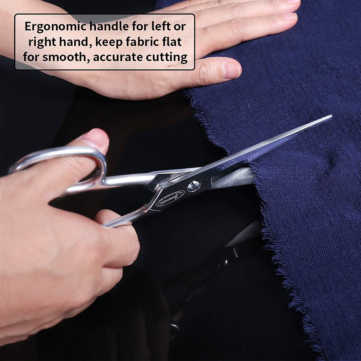 Newness Fabric Scissors, Heavy Duty All Metal Stainless Steel Craft Scissors, Multi-Purpose Professional Sharp Shears for Tailor Dressmaker Craft Cutting Cloth Leather Canvas Denim Paper, 6.5 Inch