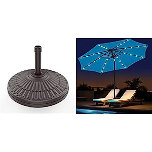 wikiwiki Outdoor Patio Table Umbrella, Sturdy Solar Led Market Umbrella for Deck, Pool, Garden & 80 Lbs weighted base