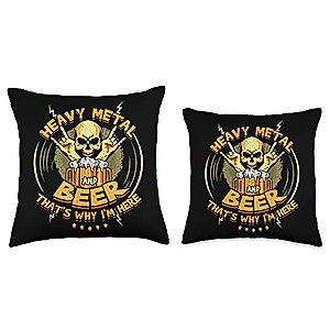 Love Rock Music Band Supply Rocker Metal Lover Beer Lover Heavy Rock Music Skeleton Metal Throw Pillow, 16x16, Multicolor
