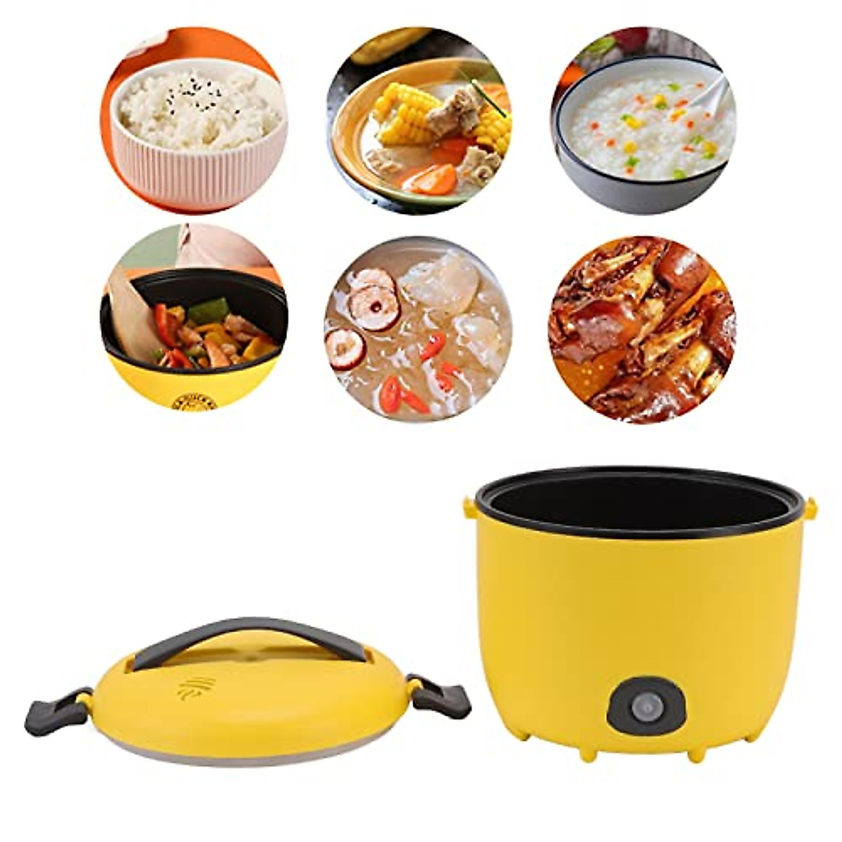 Small Grain Cooker, Inline Heating One Key Operation Stick Mini Rice Cooker Portable for Dormitory Meat Stew (US Plug 110V)