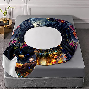 AILONEN Beautiful Fairy Fitted Sheet Set Twin Size, Butterfly Mushroom Fairy Bedding Set for Kids,Girls,Forest Spirit Bed Sheet Set,3-Pieces, 1 Fitted Sheet and 2 Pillowcases,All Season,Soft