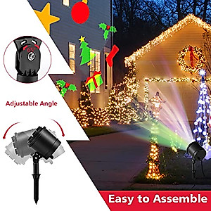 Tangkula Christmas Projector Light, Rotating LED Projection Lamp with 60° Adjustable Angle, Outdoor Landscape Decorative Lighting for Christmas, Holiday, Party, Garden, Patio
