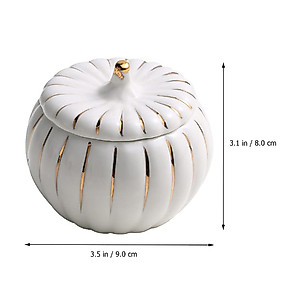 DOITOOL Pumpkin Soup Bnowl Vegetable Pumpkin Soup Or Dessert Bowl with Lid Ceramic Decor Dinnerware for Halloween Pumpkins Party Accent White