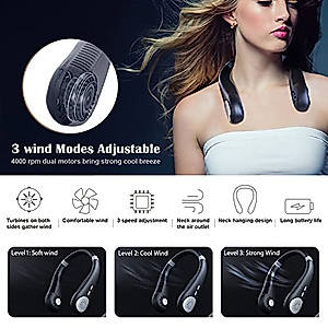 RDF Personal Neck Fan,Bladeless Rechargeable USB Powered Fan,Adjustable Strong Cooling Wind with Light(Green)