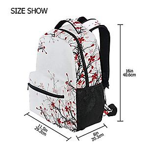 ALAZA Japanese Cherry Blossom Sakura Large Backpack for Girls Kids School Women Personalized Laptop iPad Tablet Travel School Bag with Multiple Pockets for Men Women College