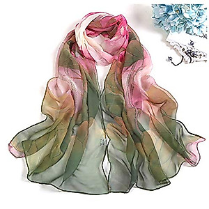 AliceLife Scarfs for Women Lightweight Print Floral Pattern Scarf Shawl Fashion Scarves Sunscreen Shawls, Green, 160*50CM