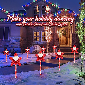 Brightown Christmas Decorations Pathway Lights Outdoor - 23 inches 124 LED Santa Candy Cane Lights Lighted Waterproof for Holiday Garden Lawn Yard Sidewalk Walkway Markers, 4 Pack