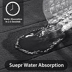 Yimobra 3 Pieces Memory Foam Bath Mat Sets, 44.1x24 + 31.5x19.8 and U-Shaped for Bathroom Rugs, Toilet Mats, Non-Slip, Soft Comfortable, Water Absorption, Machine Washable, Dark Gray