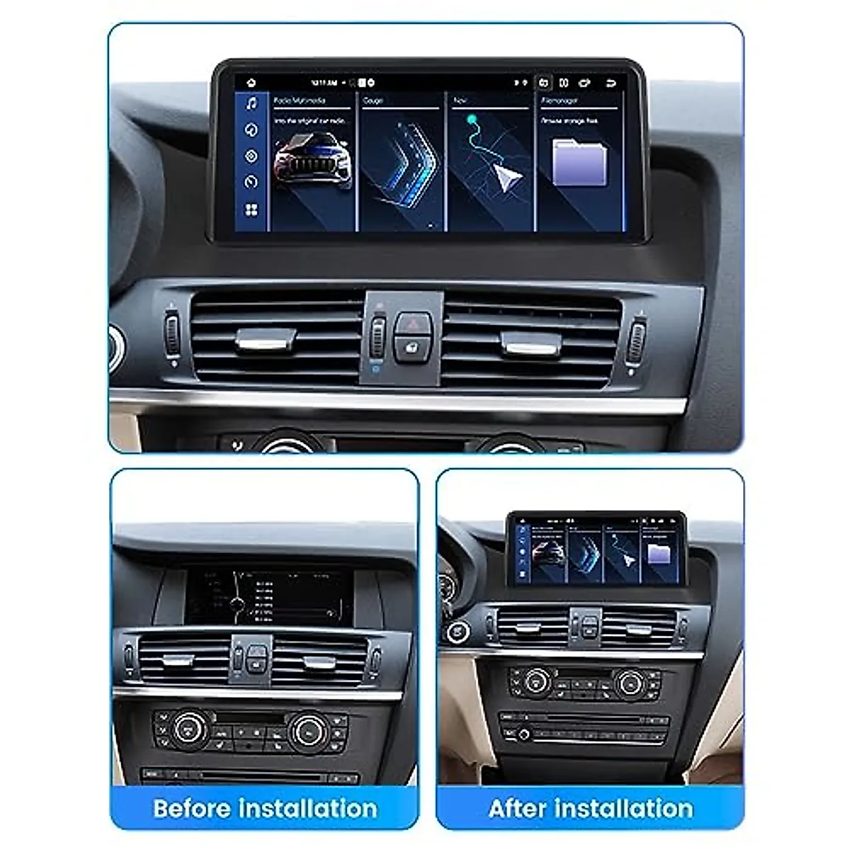 Android 12 Double Din Stereo Car GPS Multimedia Radio for BMW X3 F25 X4 F26 2011-2017 Car Stereo Head Unit Support 4G WiFi Bluetooth SWC Carplay,MNX 4 core 2+32G-2013~2016 NBT