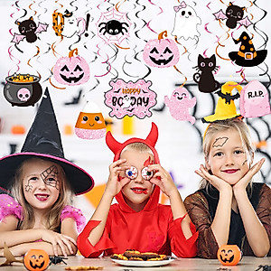Halloween Hanging Swirl Decorations Happy Boo Day Party Witch Pumpkin Ghost Cutout Halloween Decors for Kids School Room Office Halloween Supplies (Happy Booday)