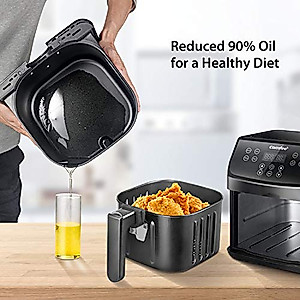 COMFEE' 5.8Qt Digital Air Fryer, Toaster Oven & Oilless Cooker, 1700W with 8 Preset Functions, LED Touchscreen, Shake Reminder, Non-stick Detachable Basket, BPA & PFOA Free (110 electronic Recipes)