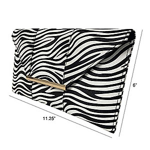 JNB Synthetic Leather Zebra Print Envelope Clutch, White