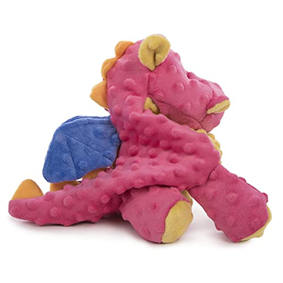 goDog Bubble Plush Dragons Squeaky Dog Toy, Chew Guard Technology - Coral, Large