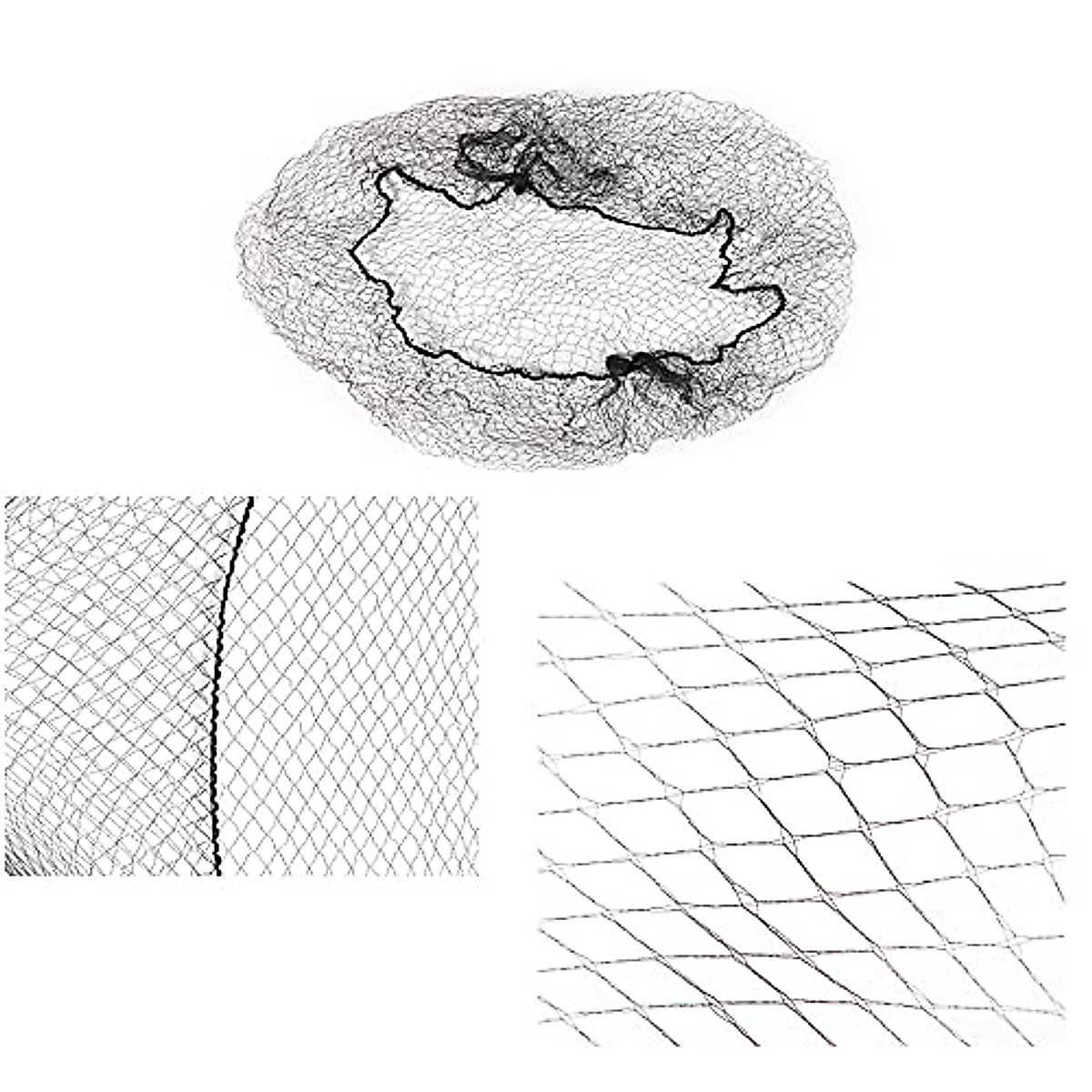 Hair Net 100Pcs 20Inch Packed Individually High Elastic Nylon Edge Invisible Hair Nets for Women Buns Food Service Dancer Cooking Wigs(Black)