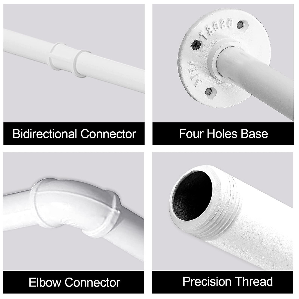 HOEMLIM Industrial Pipe Clothing Rack Wall Mounted Clothes Rack Heavy Duty Space-Saving Garment Bar Rack Detachable Multi-Purpose Hanging Rod,36 inch(White)