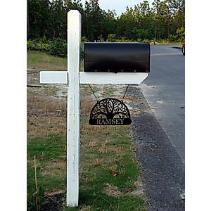 Personalized Tree of Life Hanging Metal Sign - Garden Flag Hanging Sign with Last Name - Custom Hanging Sign on Optional Adjustable 34-50" Pole for Outdoors Porch, Driveway