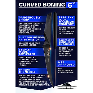 Dalstrong Shadow Black Series Curved Boning Knife 6" Bundled with Butcher & Breaking Knife 10" - NSF Certified