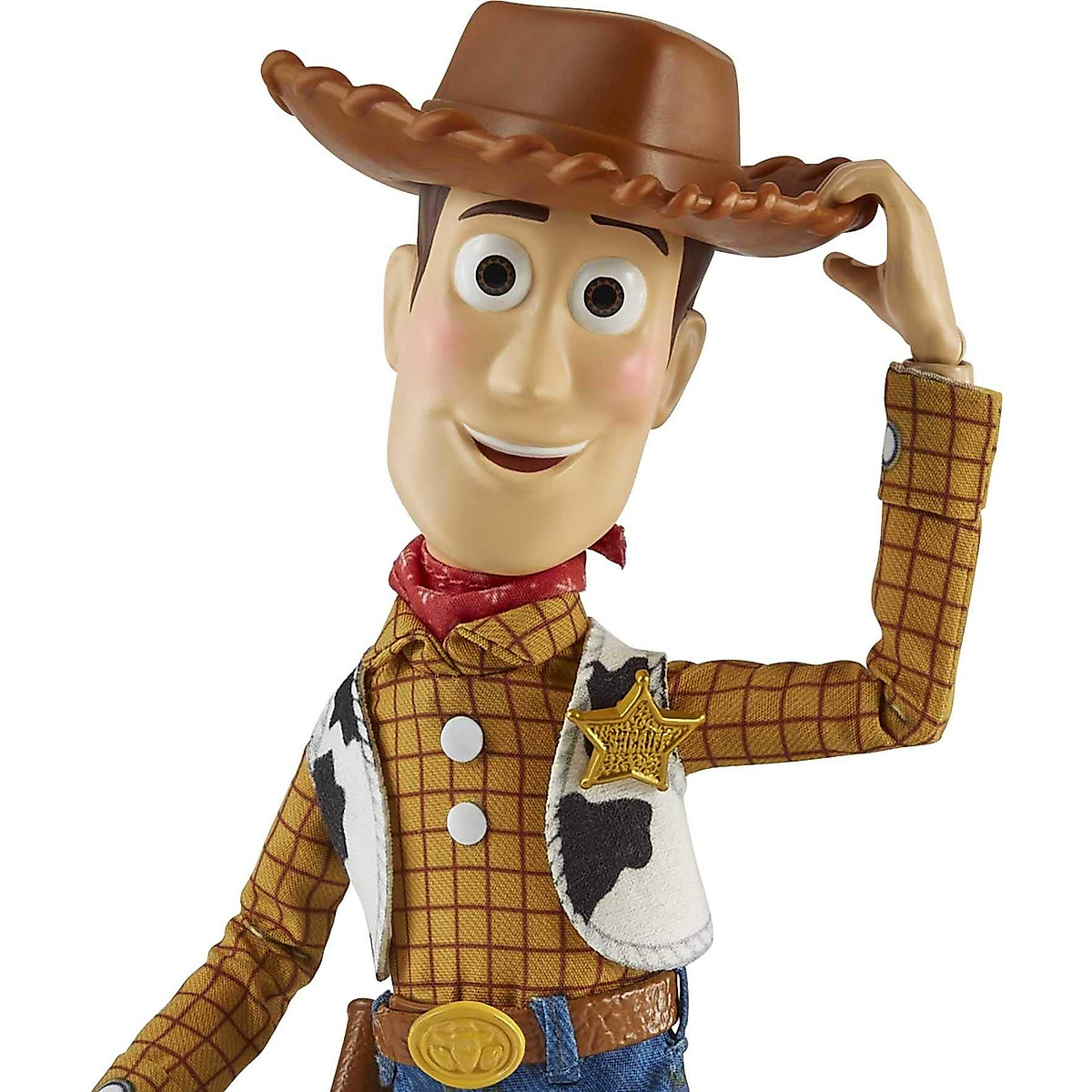 Mattel Pixar Spotlight Series Woody Figure, Disney Pixar Toy Story Collectable, 9.2-in Tall with 2 Hand Sets, 2 Expressions, Articulation & Display Box with Reversible Background