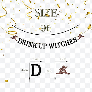 ShuanQ Drink Up Witches Banner - Witch Theme Halloween Party Decoration - Halloween Baby Shower/Bridal Shower/Birthday/Wedding Party Bunting Decor