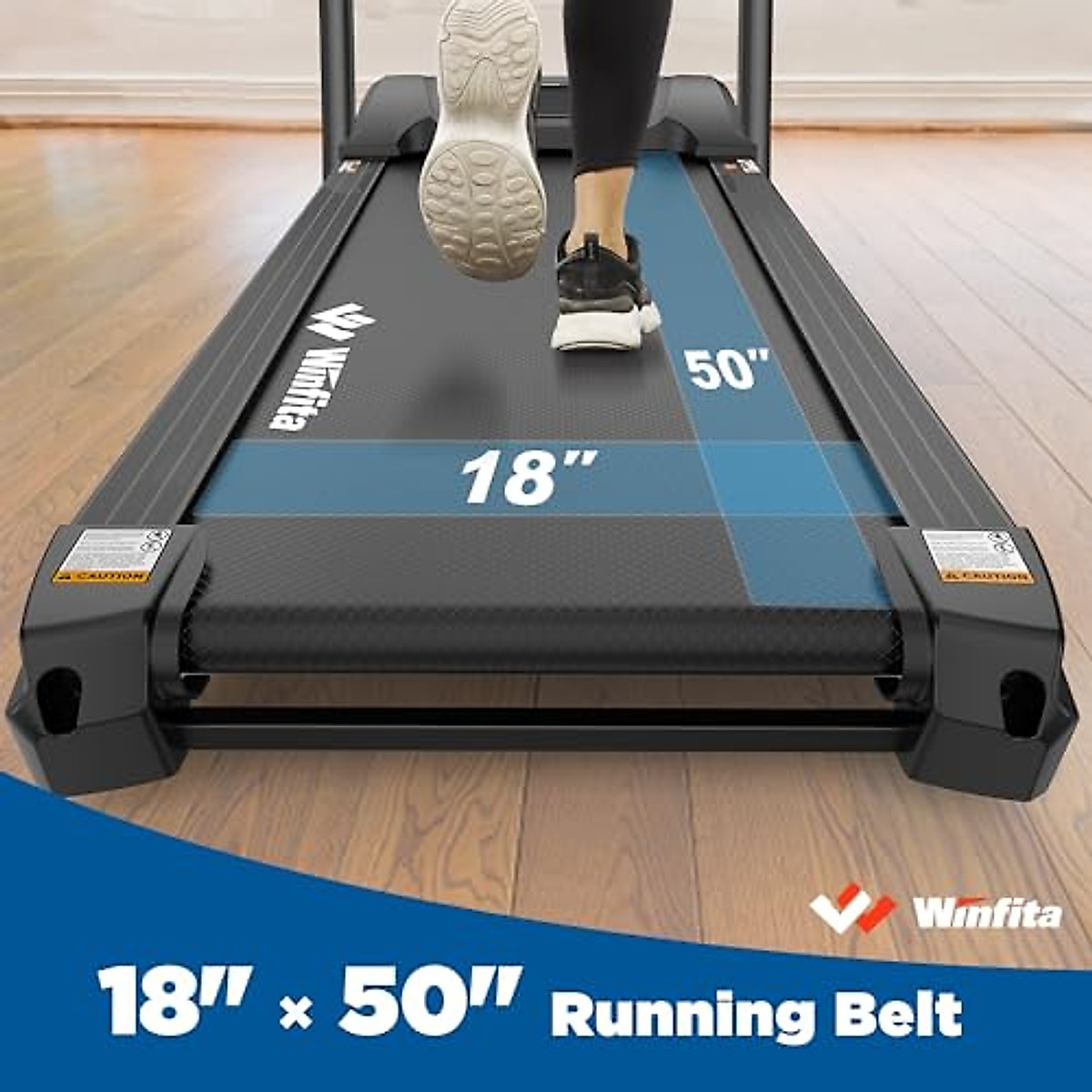 Winfita 4.5HP Foldable Treadmill for Home with 15% Auto Incline, 300 LB Capacity, 10 MPH Speed, 50"x18" Belt, App & Bluetooth Speakers, Charging Port, Tablet Holder, Pause Function, 64 Preset Programs