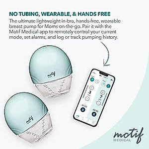 Motif Medical Aura Hands Free Portable Breast Pump, Wearable Double Breast Pump - Lightweight, Wireless, Battery Operated,12 Suction Levels, Holds 4+ oz, Pairs with App