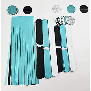 Graduation Decorations Turquoise Black 2023 Teal Birthday Decorations Women/Bridal Shower Decorations Turquoise Black Silver Decorations Black Polka Dot Balloons Little Man Birthday Party Decorations
