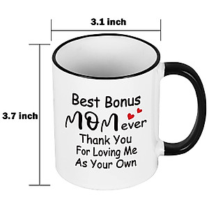 Cabtnca Bonus Mom Gifts, Best Bonus Mom Ever Mug, Bonus Mom Mothers Day Gifts, Bonus Mom Mug, Bonus Mom Gifts from Daughter, Step Mom Mothers Day Gifts, Bonus Mom Birthday Christmas Gifts, 11Oz