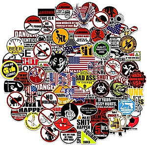 100 Pcs Pack Funny Hardhat Stickers for Helmet Tool Box Hood, Waterproof Vinyl Sticker for Welding Construction Union Military Lineman Ironworker Oilfield Electrician Pipeliner Ibew Colleague Husband