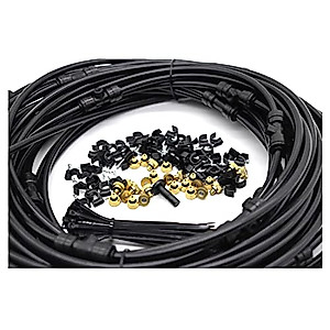 Furnrubden Misting Cooling System with Pump, Patio Misting System, 40FT Tubing +16 Brass Spray Nozzles, Outdoor Water Patio Misters for Outside Patio, RV Camper Marine Greenhouse, Fan, Trampoline