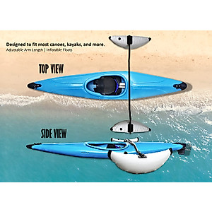 Pactrade Marine Boat Kayak Canoe Outrigger Stabilizer System PVC Inflatable Float Buoy Buoyant Fishing Grey Gray Tube Sidekick Arm Kit Breath Kayaking Rod Adjustable Accessories Repair Patches Outdoor