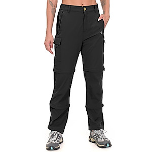 Little Donkey Andy Women's Stretch Convertible Pants, Zip-Off Quick-Dry Hiking Pants Black Size M